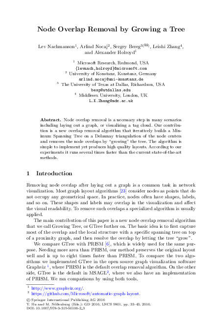 (PDF) Node Overlap Removal by Growing a Tree