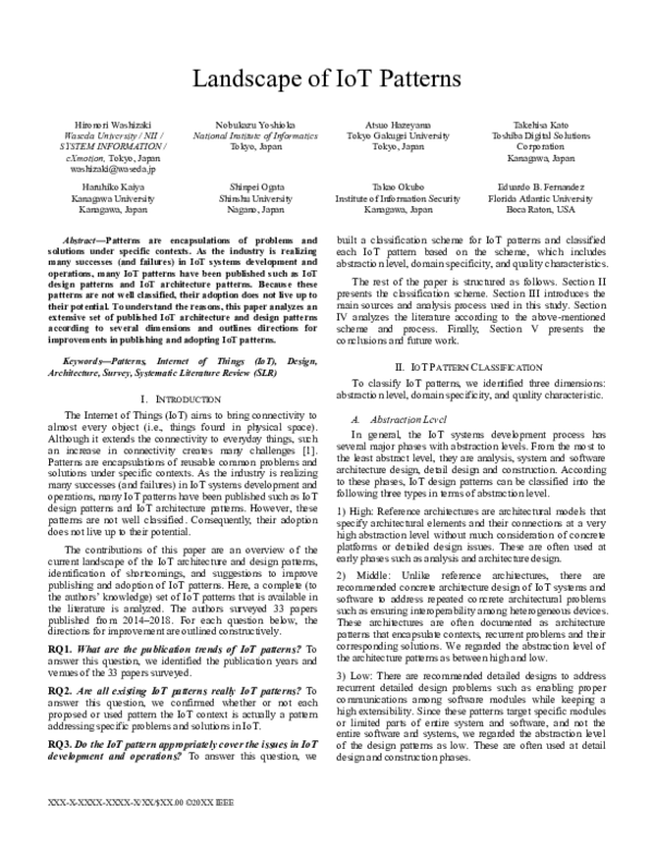 (PDF) Landscape of IoT Patterns