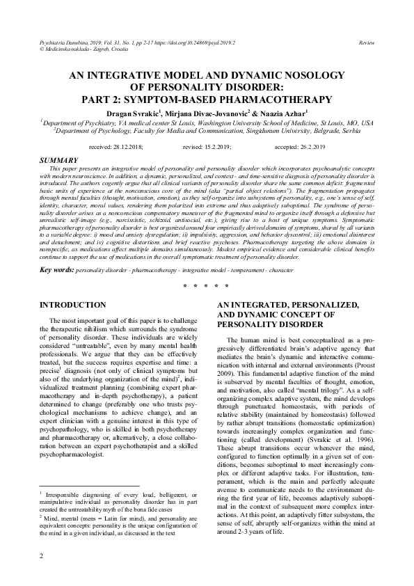 (PDF) An Integrative Model and Dynamic Nosology of Personality Disorder ...
