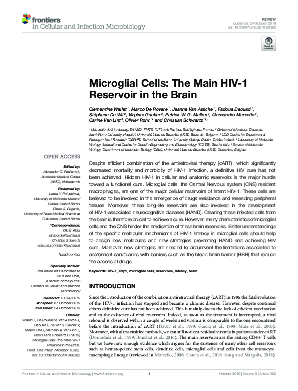 (PDF) Microglial Cells: The Main HIV-1 Reservoir in the Brain