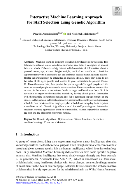 (PDF) Interactive Machine Learning Approach for Staff Selection Using Genetic Algorithm