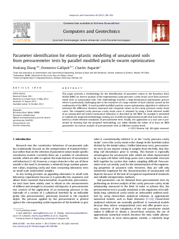 (PDF) Parameter identification for elasto-plastic modelling of unsaturated soils from ...