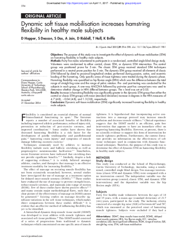 (PDF) Dynamic soft tissue mobilisation increases hamstring flexibility ...
