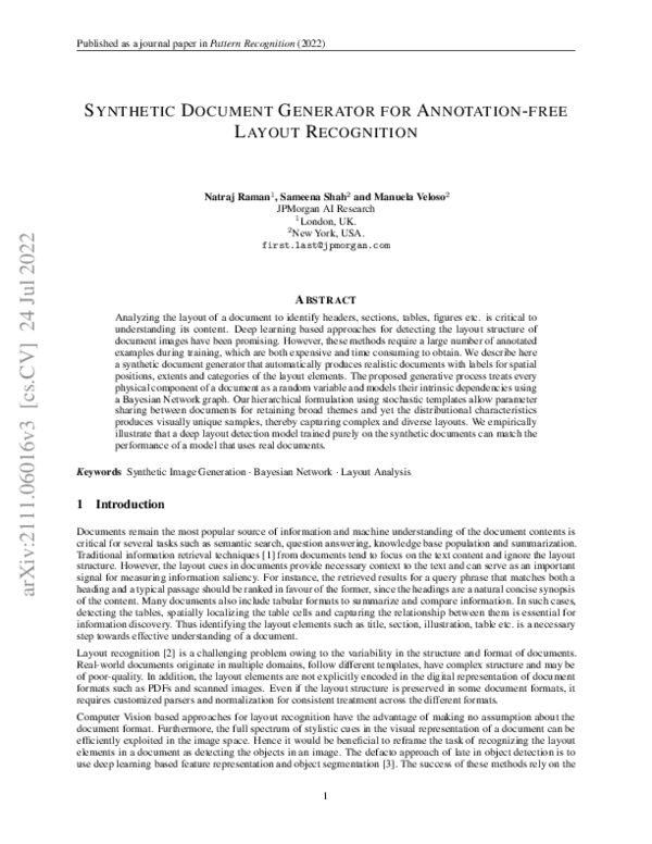 Pdf Synthetic Document Generator For Annotation Free Layout Recognition Sameena Shah 7345