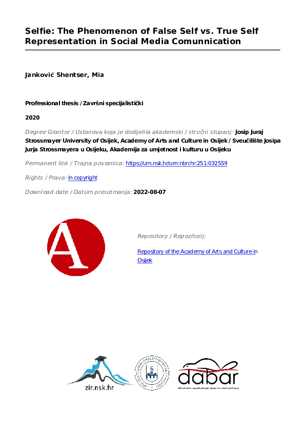 (PDF) Selfie: The Phenomenon of False Self vs. True Self Representation ...