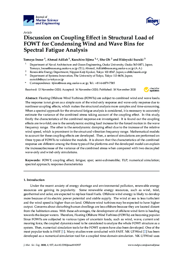(PDF) Discussion on Coupling Effect in Structural Load of FOWT for ...