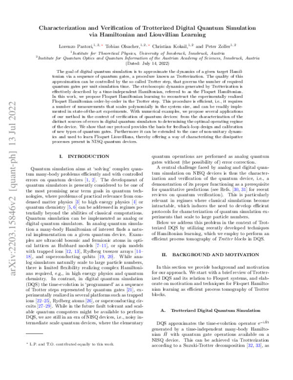 (PDF) Characterization and Verification of Trotterized Digital Quantum ...
