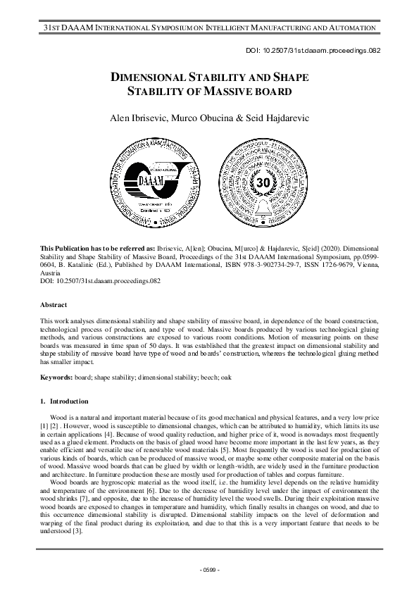 (PDF) Dimensional Stability and Shape Stability of Massive Board