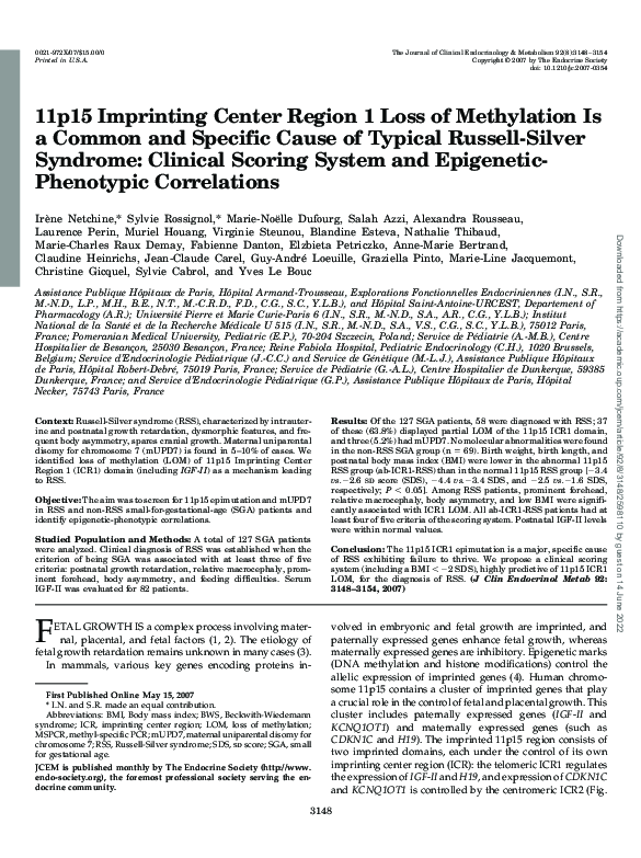 (PDF) 11p15 Imprinting Center Region 1 Loss of Methylation Is a Common ...