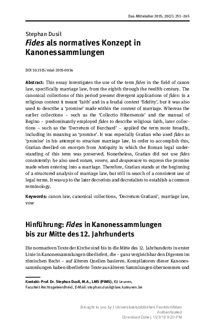 (PDF) Fides als normatives Konzept in Kanonessammlungen