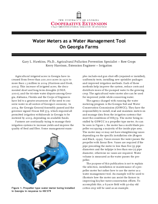 (PDF) Water meters as a water management tool on Georgia farms