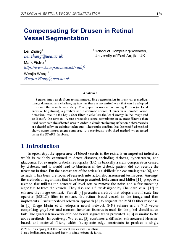 (PDF) Compensating for Drusen in Retinal Vessel Segmentation