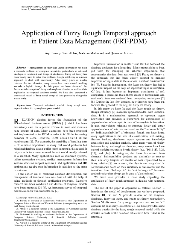 (PDF) Application of Fuzzy Rough Temporal approach in Patient Data Management (FRT-PDM)
