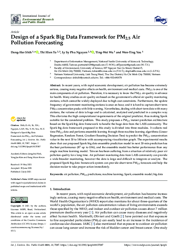 Pdf Design Of A Spark Big Data Framework For Pm2 5 Air Pollution Forecasting