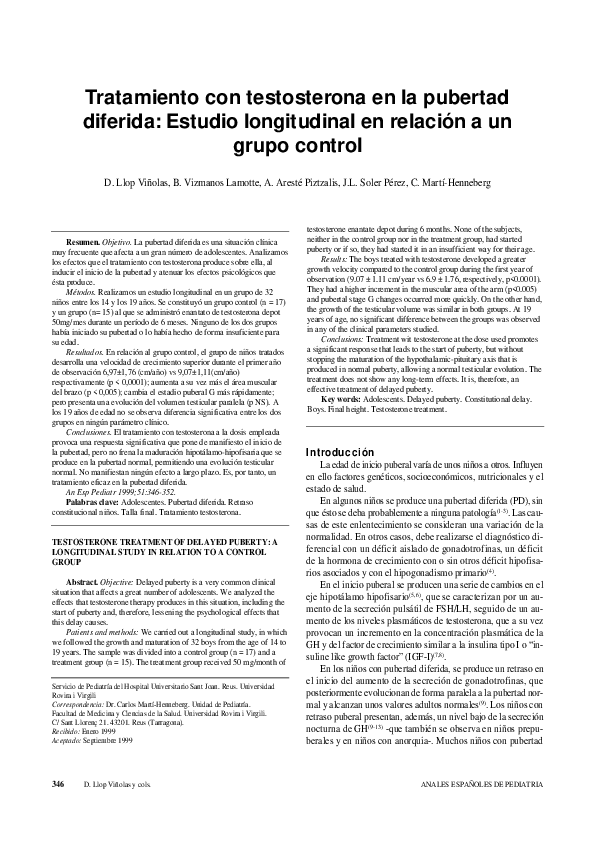 (PDF) Tratamiento con testosterona en la pubertad diferida: Estudio ...