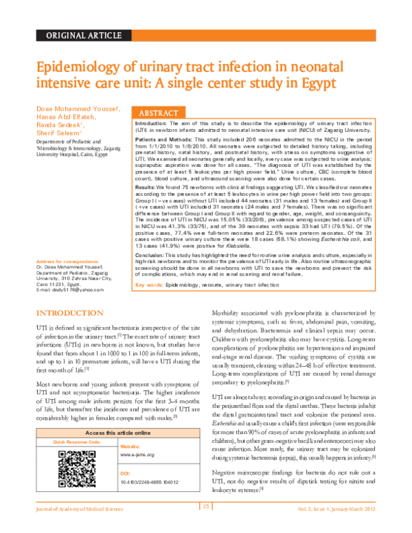 (PDF) Epidemiology of urinary tract infection in neonatal intensive ...