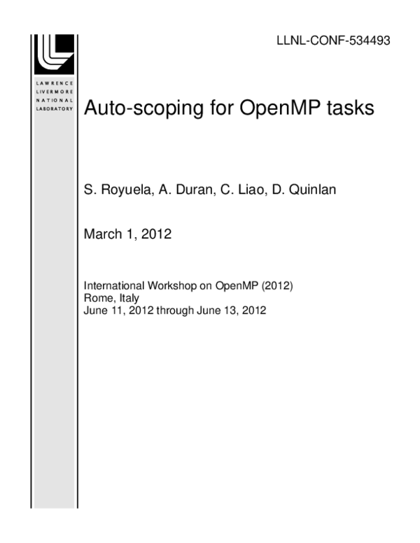 (PDF) Auto-Scoping for OpenMP Task Management