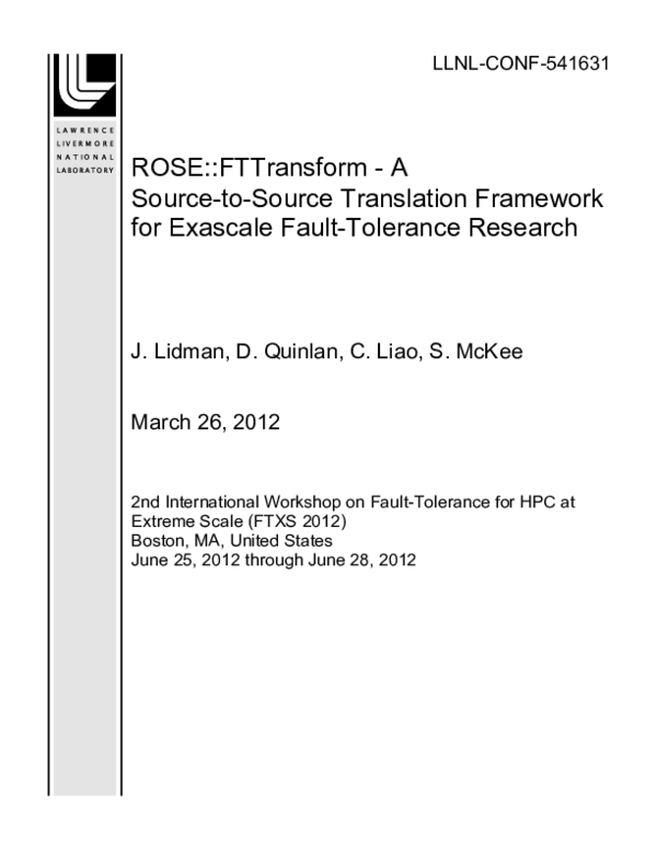 (PDF) ROSE::FTTransform - A source-to-source translation framework for ...
