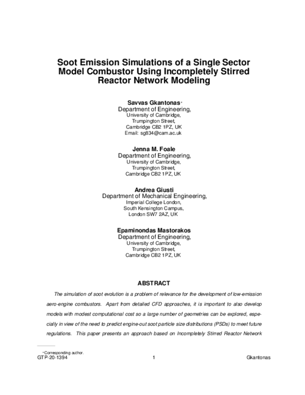 (PDF) Soot Emission Simulations of a Single Sector Model Combustor ...