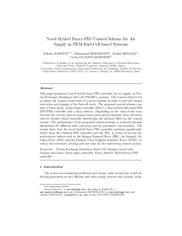 (PDF) Novel hybrid fuzzy-PID control scheme for air supply in PEM fuel ...