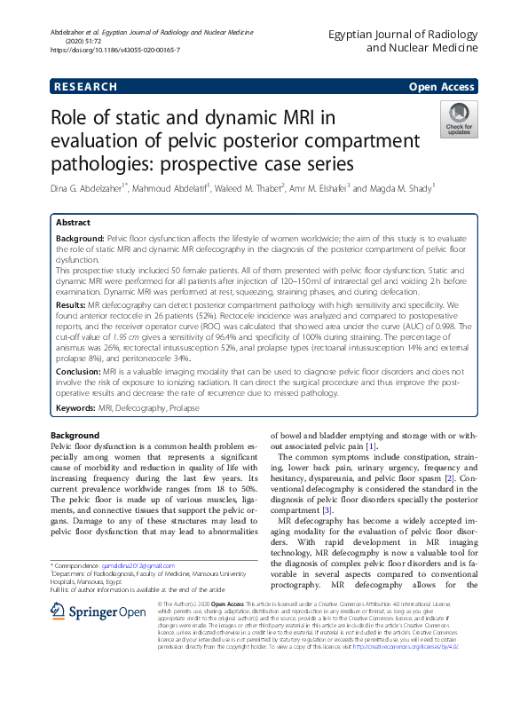 (PDF) Role of static and dynamic MRI in evaluation of pelvic posterior compartment pathologies ...