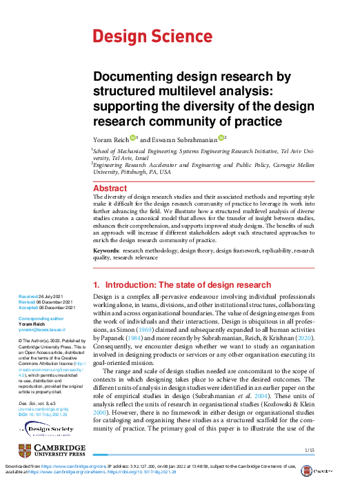 (PDF) Documenting design research by structured multilevel analysis: supporting the diversity of ...