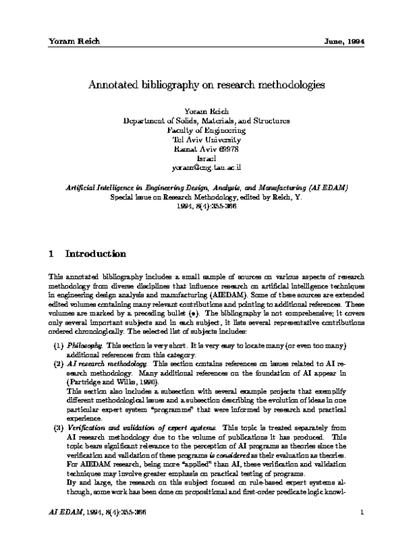 (PDF) Annotated bibliography on research methodologies