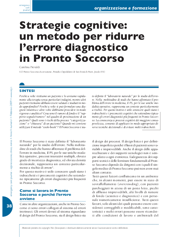 (PDF) Cognitive strategies: a method to reduce diagnostic errors in ER