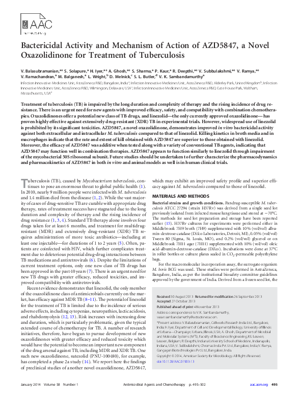 (PDF) Bactericidal Activity and Mechanism of Action of AZD5847, a Novel ...