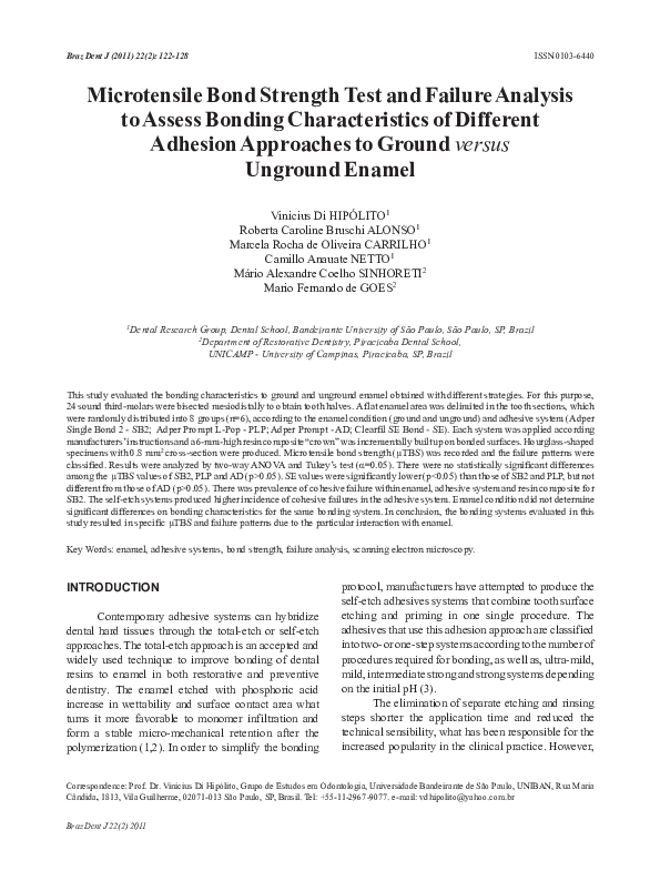 (PDF) Microtensile bond strength test and failure analysis to assess ...