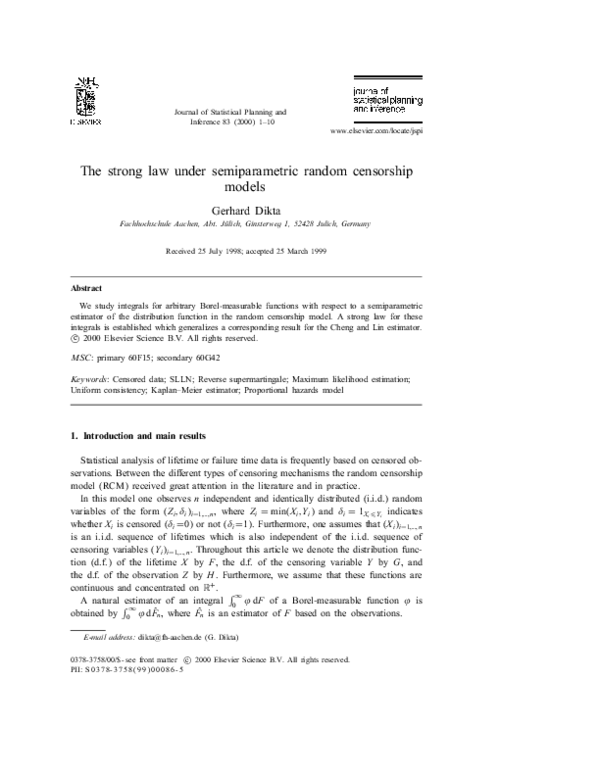 (PDF) The strong law under semiparametric random censorship models