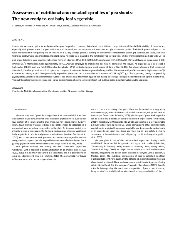 (PDF) Assessment of nutritional and metabolic profiles of pea shoots ...