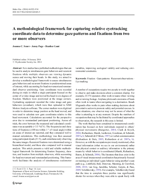 (PDF) A methodological framework for capturing relative eyetracking coordinate data to determine ...