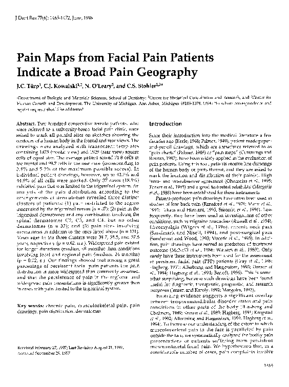(PDF) Pain Maps from Facial Pain Patients Indicate a Broad Pain Geography