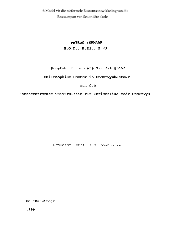 (PDF) n Model vir die nieformele bestuursontwikkeling van die ...
