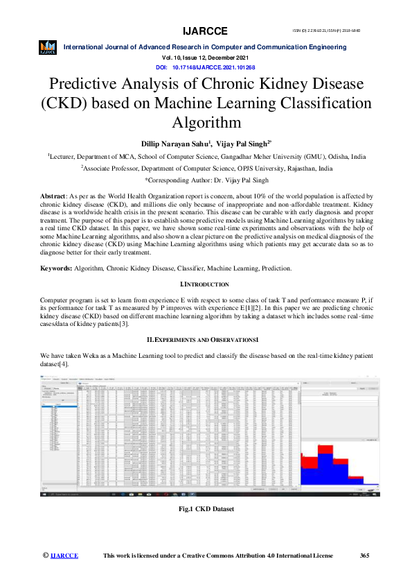 (PDF) Predictive Analysis of Chronic Kidney Disease (CKD) based on Machine Learning ...