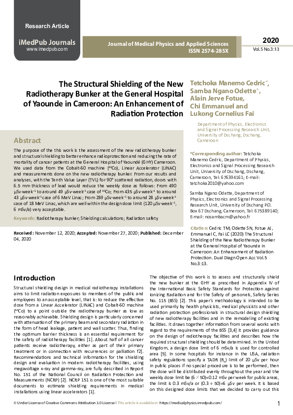 (PDF) The Structural Shielding of the New Radiotherapy Bunker at the ...