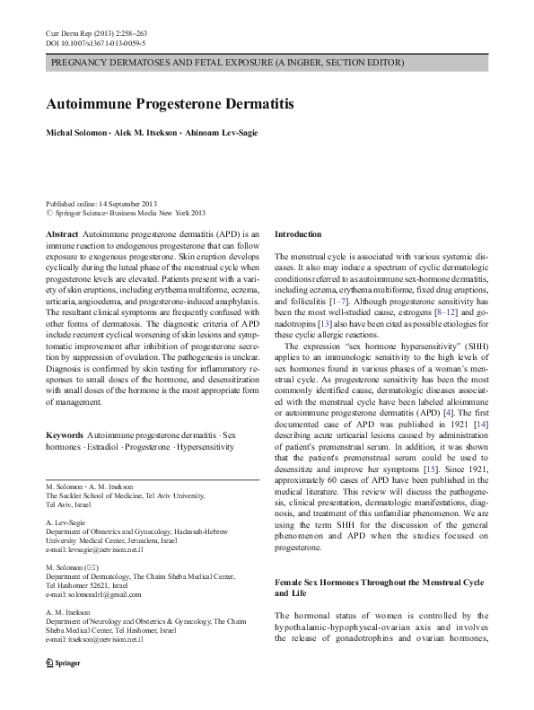 (PDF) Autoimmune Progesterone Dermatitis
