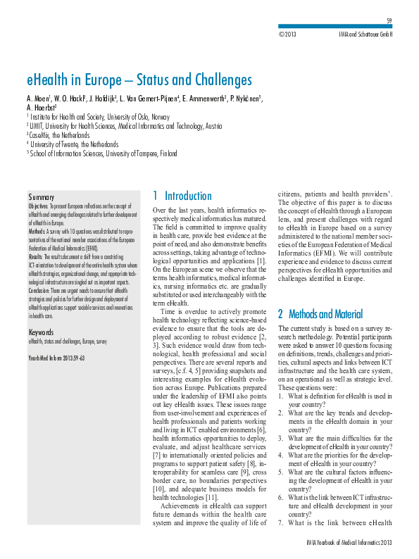 (PDF) eHealth in Europe - Status and Challenges