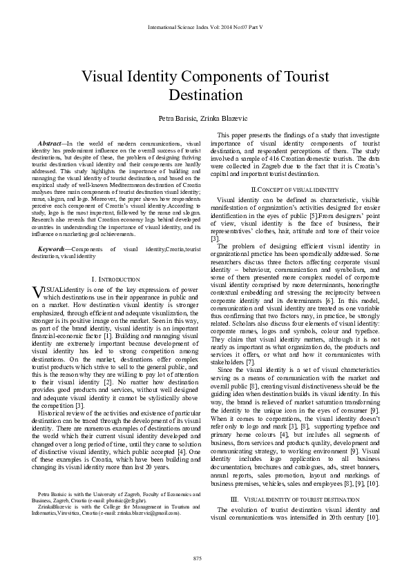 (PDF) Visual Identity Components Of Tourist Destination