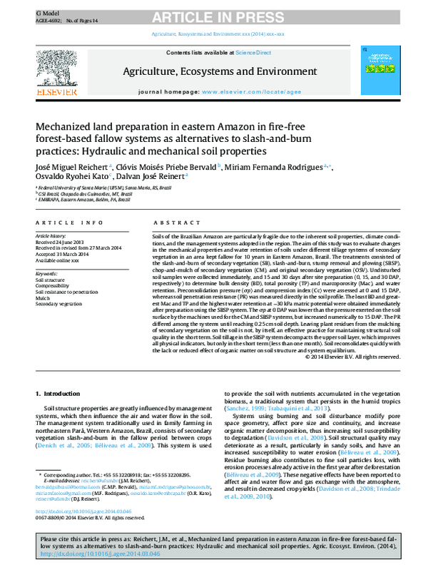 (PDF) Mechanized land preparation in eastern Amazon in fire-free forest ...