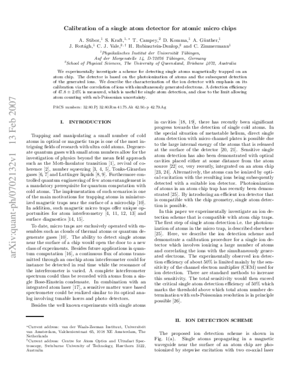 (PDF) Calibration of a single-atom detector for atomic microchips