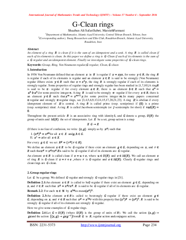 (PDF) G-Clean rings