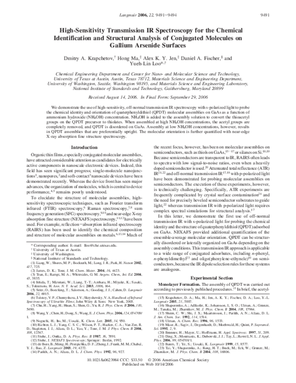(PDF) High-Sensitivity IR Spectroscopy of QPDT on GaAs