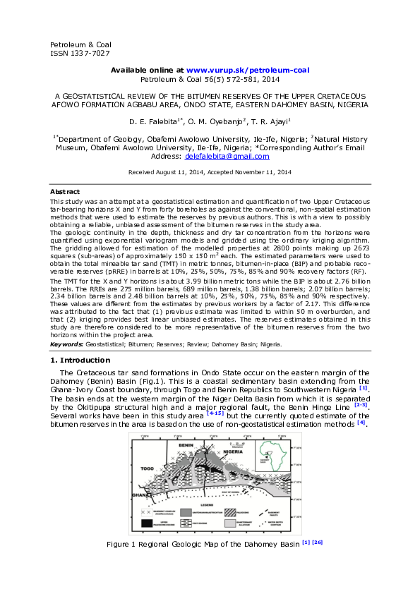 (PDF) A Geostatistical Review of the Bitumen Reserves of the Upper ...