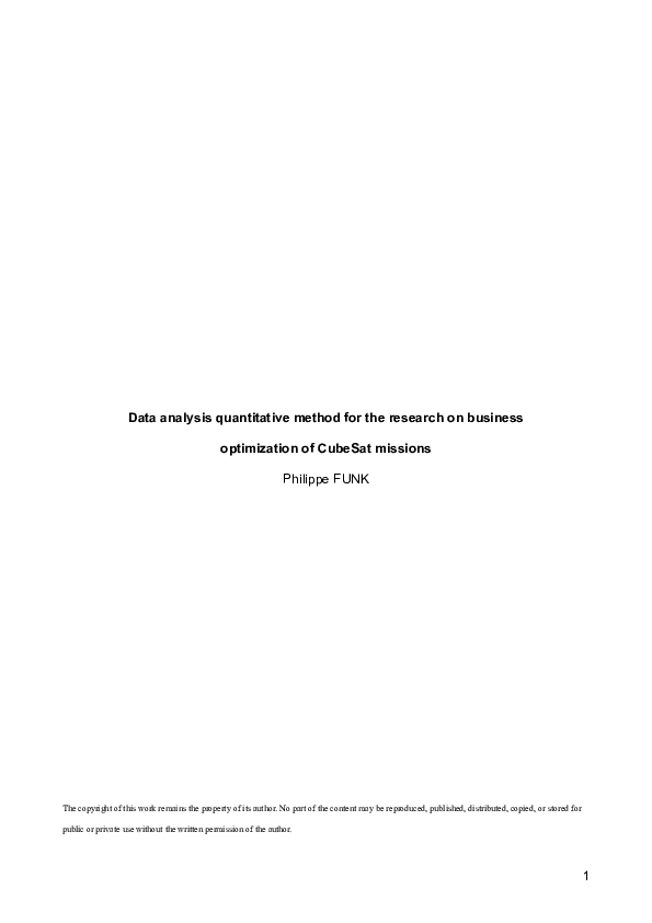 (PDF) Data analysis quantitative method for the research on business optimization of CubeSat ...