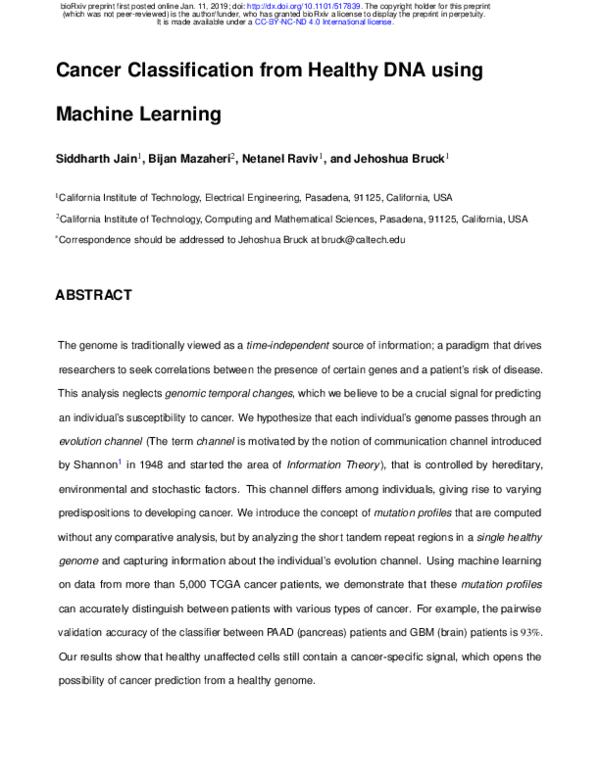 (PDF) Breast cancer classification using machine learning