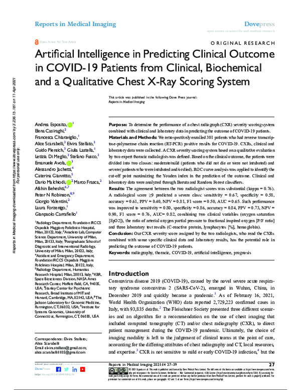 (PDF) Artificial Intelligence in Predicting Clinical Outcome in COVID ...