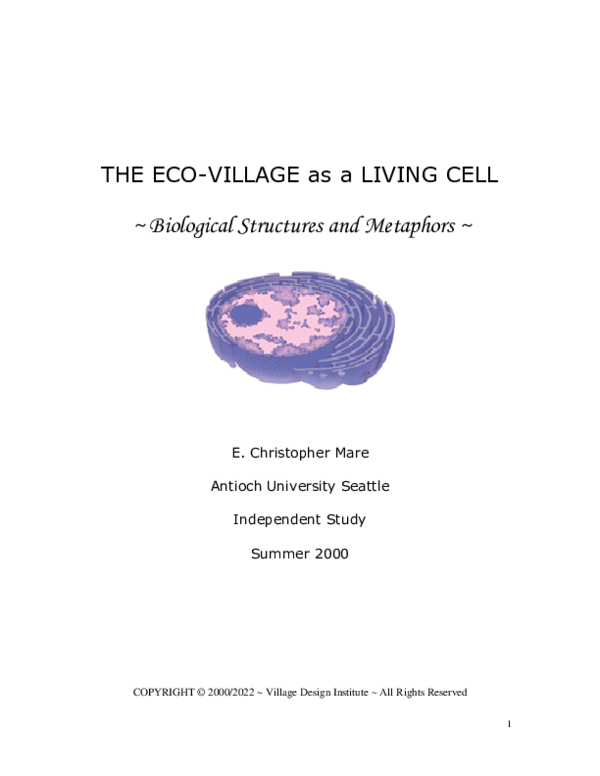 (PDF) The EcoVillage as a Living Cell: Biological Structures and Metaphors