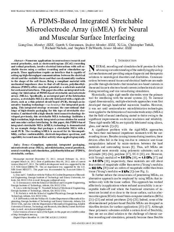 (PDF) A PDMS-Based Integrated Stretchable Microelectrode Array (isMEA ...